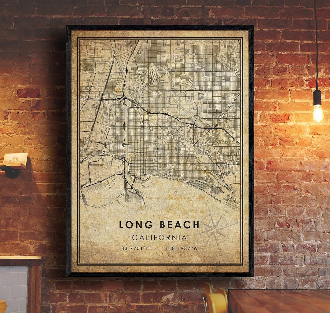 Long Beach Vintage Map Print | Long Beach Map | California Map Art ...