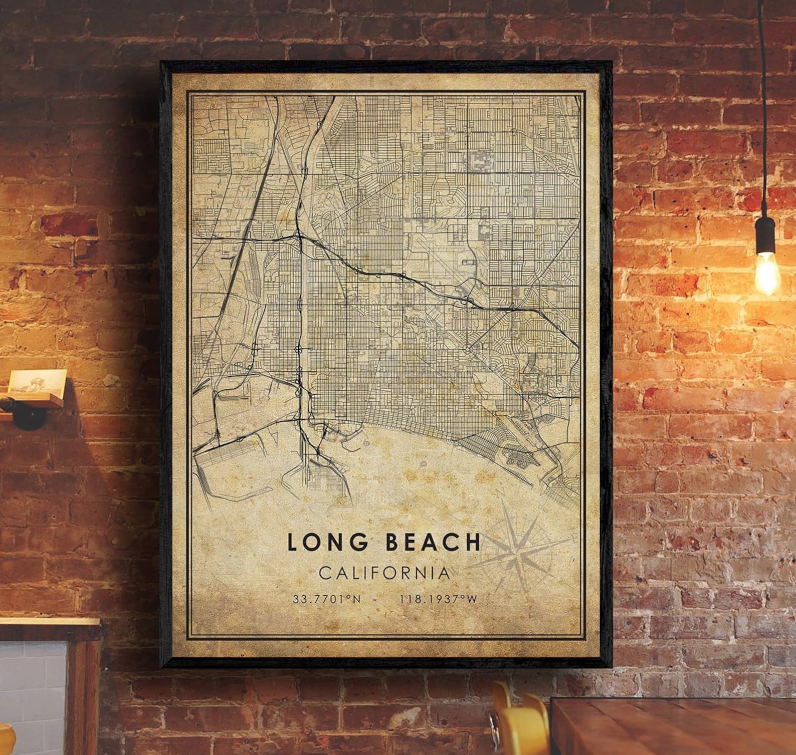 Long Beach Vintage Map Print | Long Beach Map | California Map Art ...