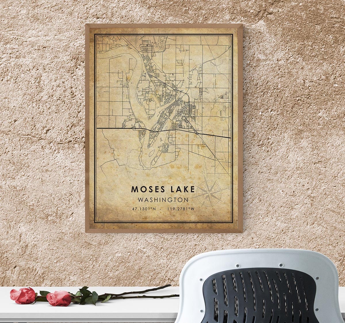 Moses Lake Map Print Moses Lake Map Washington Map Art - Etsy