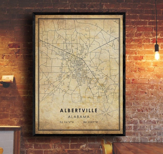 Albertville Map Print Albertville Map Alabama Map Art | Etsy