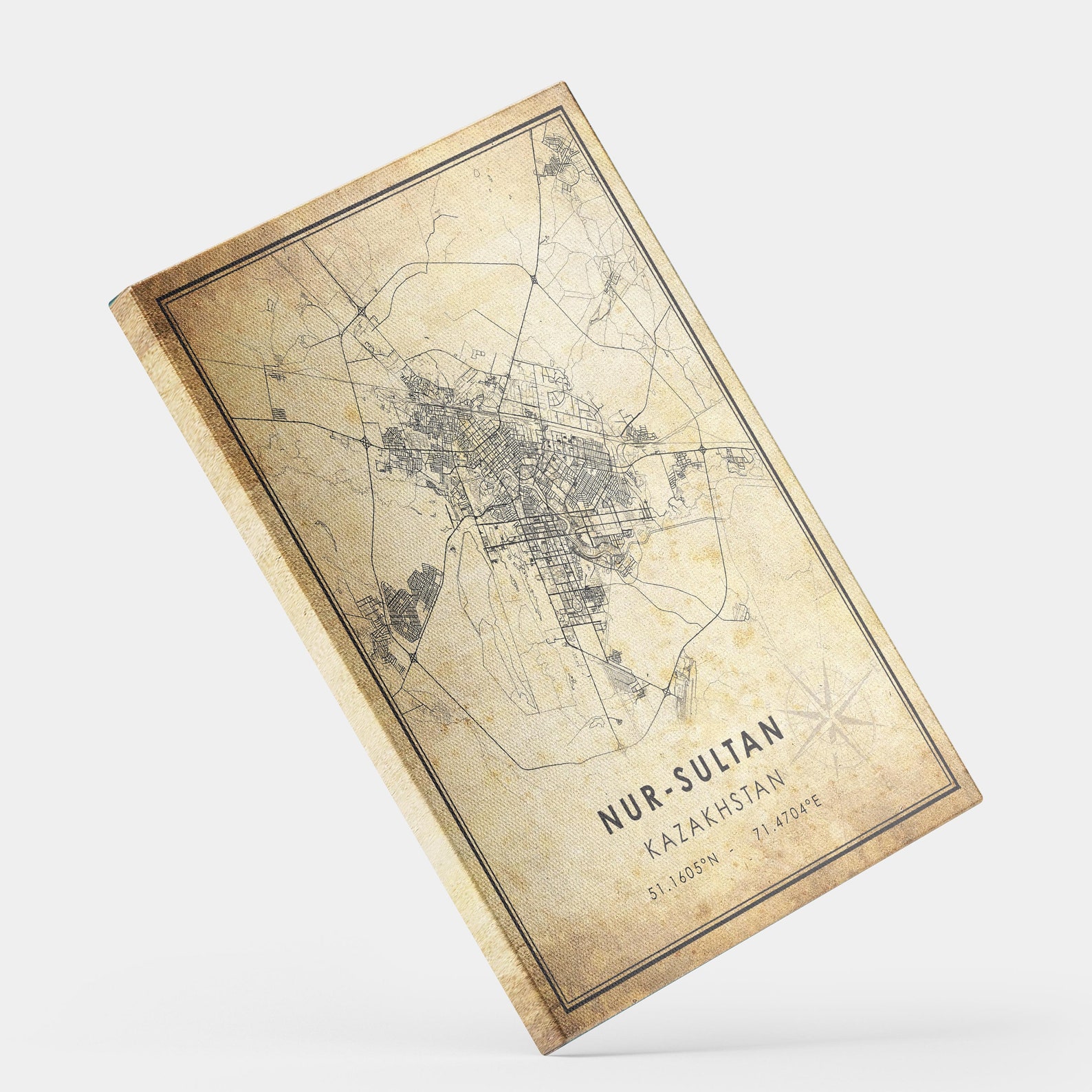 Nur-sultan Vintage Map Print Nur-sultan Kazakhstan Map Art - Etsy