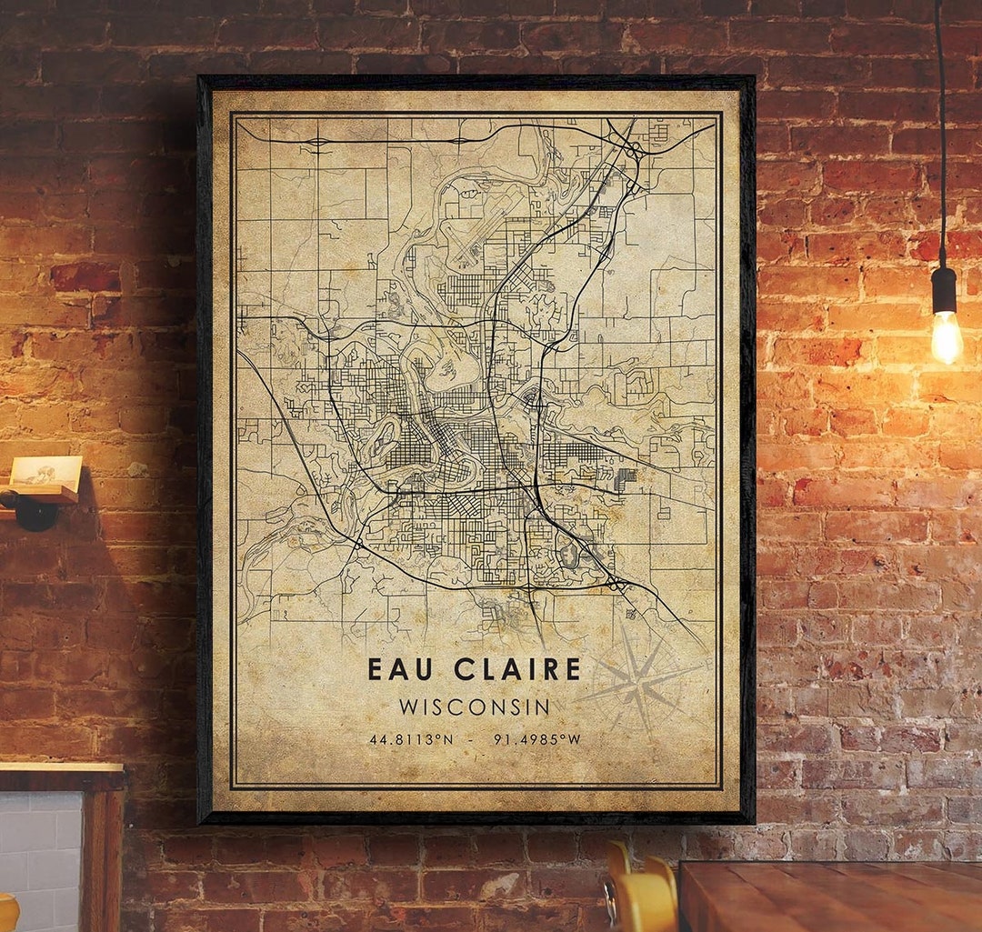 Eau Claire Vintage Map Print | Eau Claire Wisconsin Map | Eau Claire ...