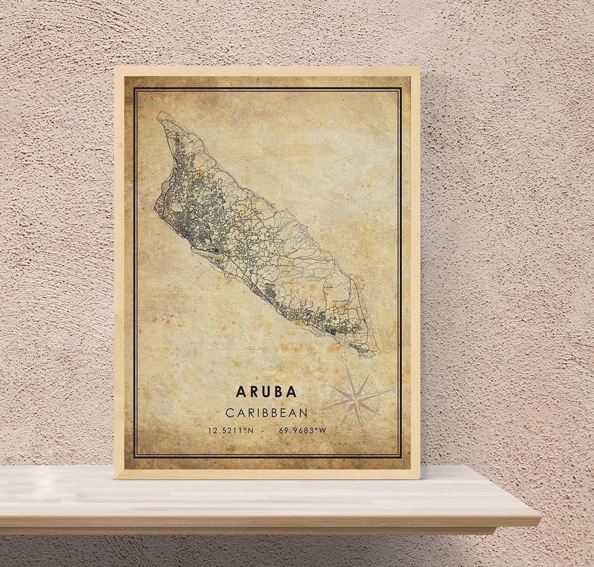 Aruba Vintage Map Print Aruba Map Caribbean Map Art - Etsy