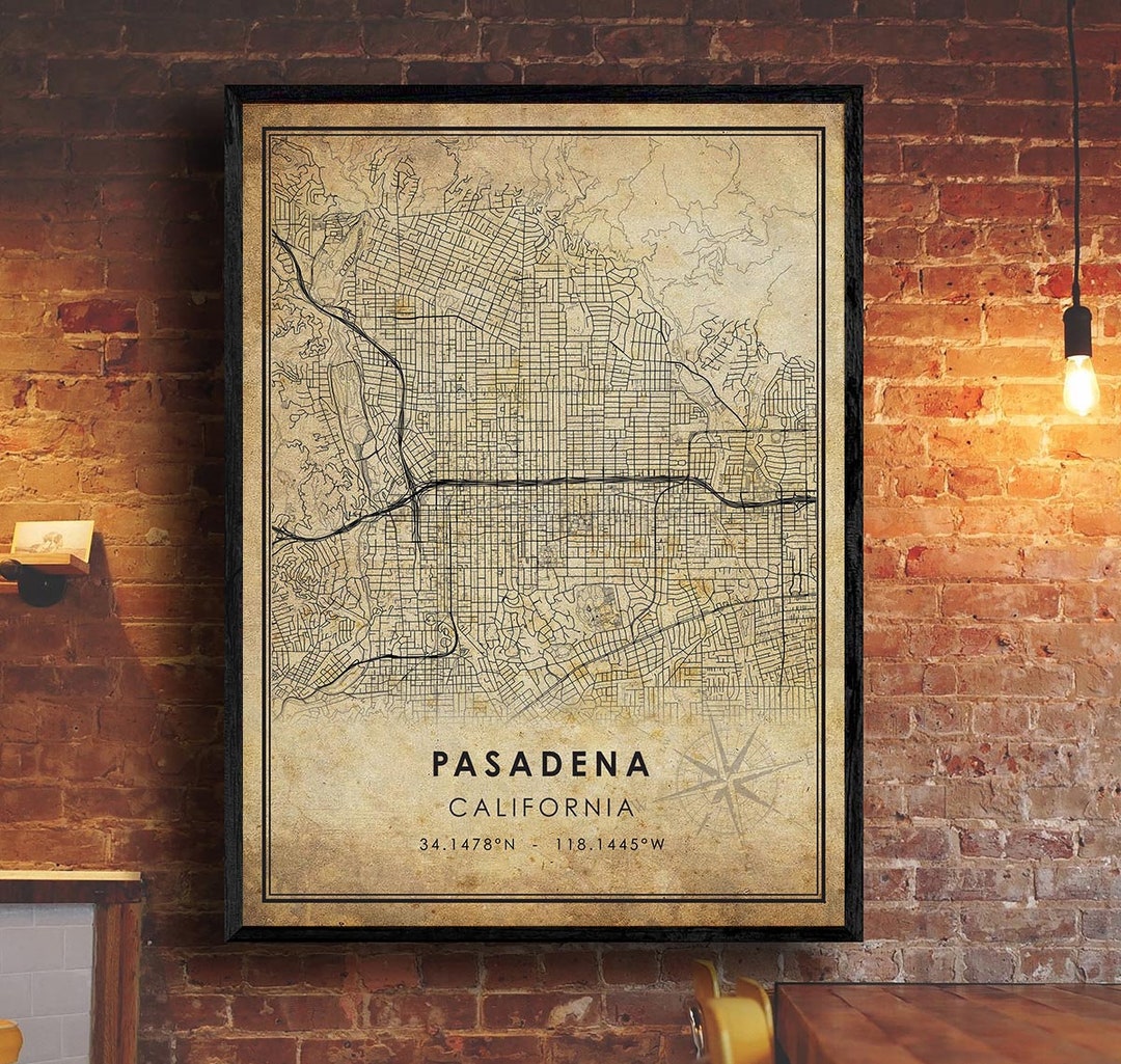 Pasadena Map Print | Pasadena Map | California Map Art | Pasadena City ...