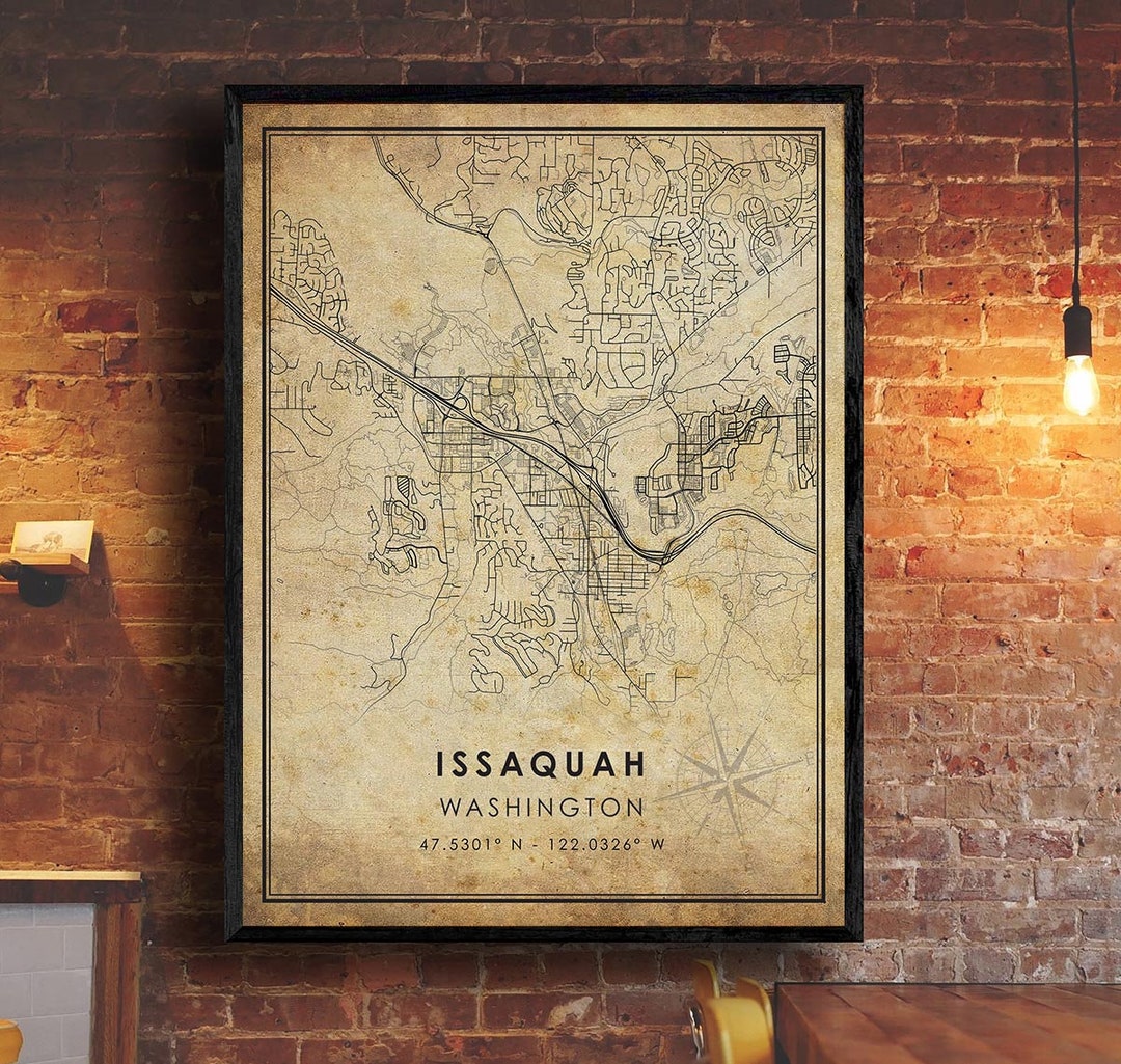 Issaquah Vintage Map Print Issaquah Map Washington Map Art Issaquah ...