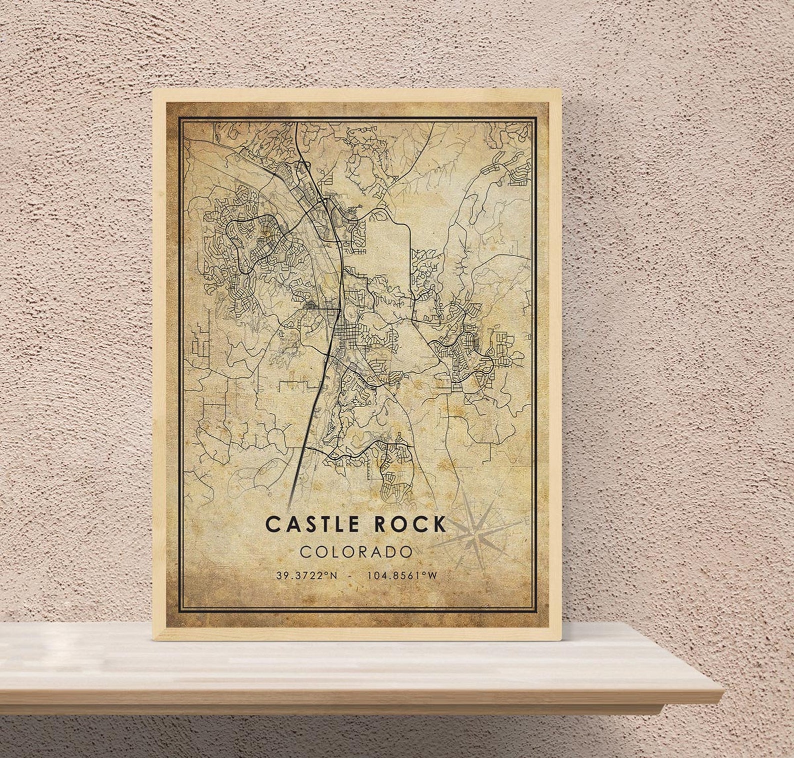 Castle Rock Vintage Map Print Castle Rock Map Colorado Map | Etsy