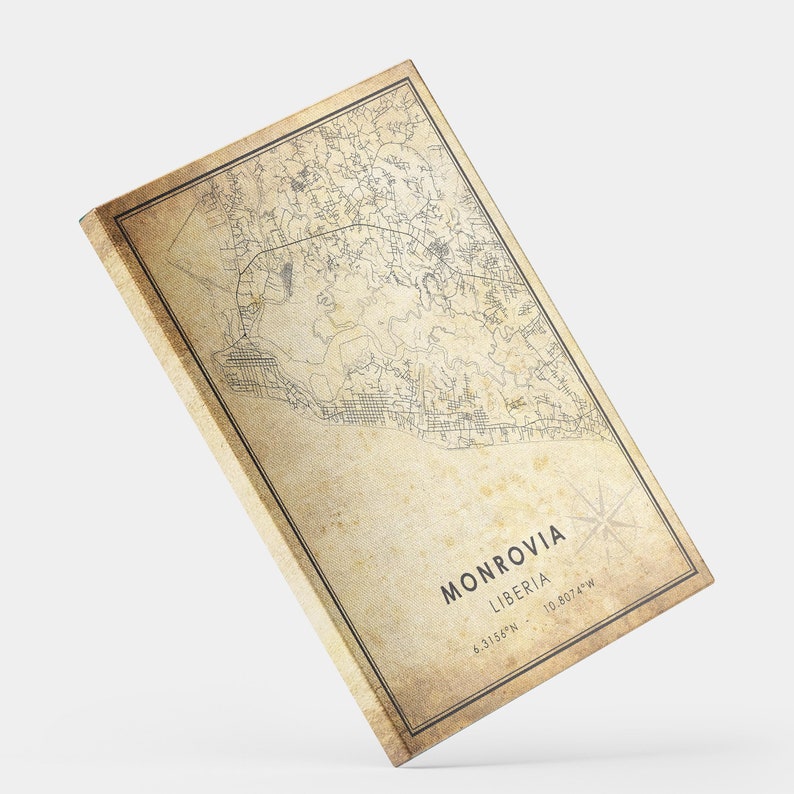 Monrovia Vintage Map Print | Monrovia Liberia Map Art | Monrovia City ...