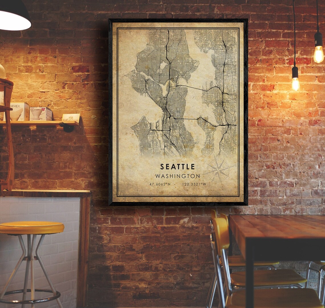 Seattle Vintage Map Print Seattle Map Washington Map Art - Etsy