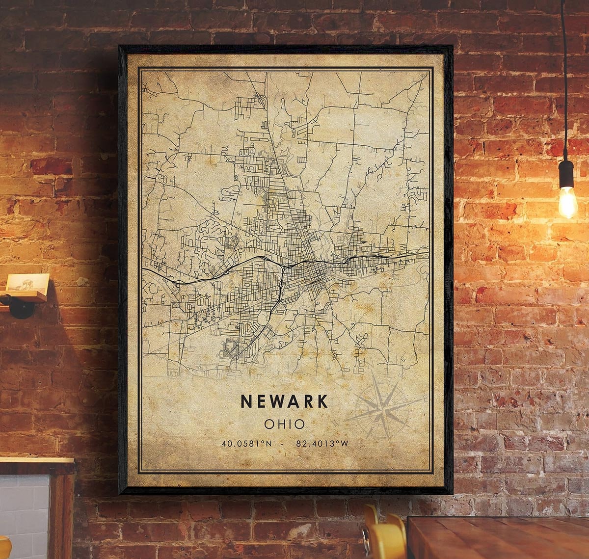 Newark Map Print | Newark Map | Ohio Map Art | Newark City Road Map ...