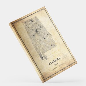 Alabama Vintage Map Print | Alabama Map | Alabama Map Art | Alabama ...