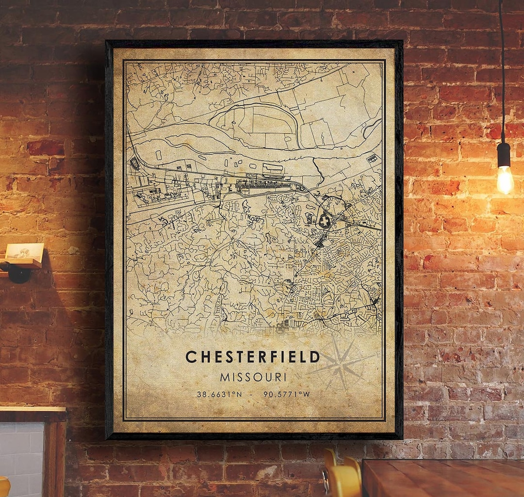 Chesterfield Vintage Map Print | Chesterfield Map | Missouri Map Art ...