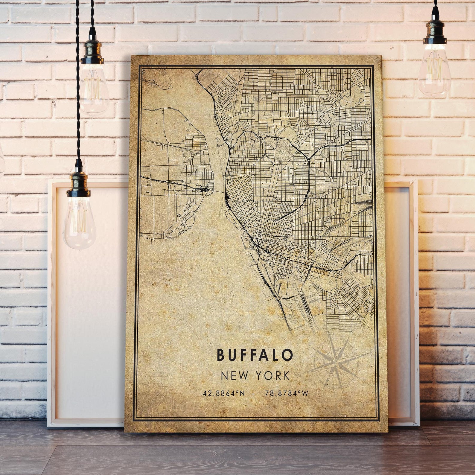 Buffalo Vintage Map Print | Buffalo Map | New York Map Art | Buffalo ...