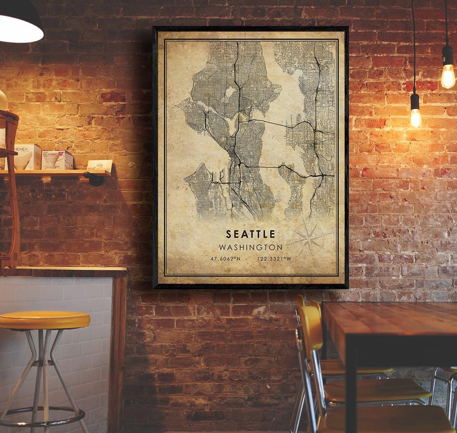 Seattle Vintage Map Print | Seattle Map | Washington Map Art | Seattle ...