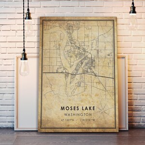 Moses Lake Map Print | Moses Lake Map | Washington Map Art | Moses Lake ...