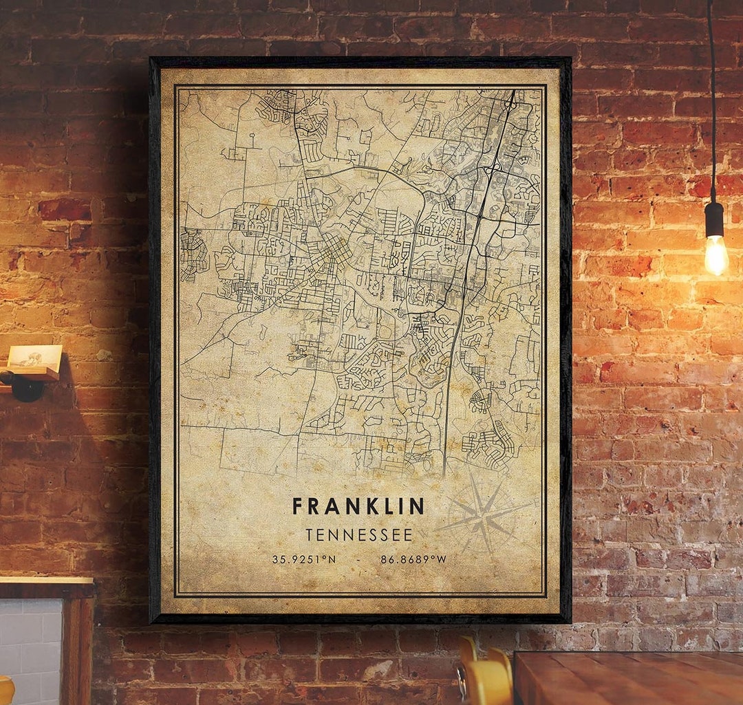 Franklin Map Print | Franklin Map | Tennessee Map Art | Franklin City ...