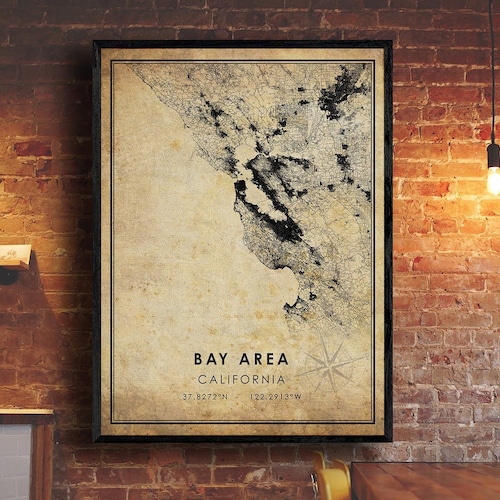 Bay Area Vintage Map Print Bay Area Map Bay Area - Etsy