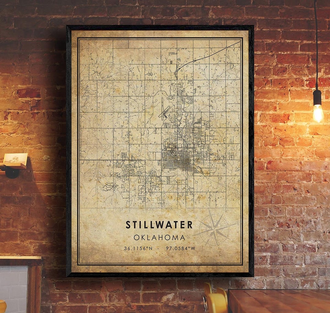 Stillwater Map Print | Stillwater Map | Stillwater Oklahoma Virginia ...