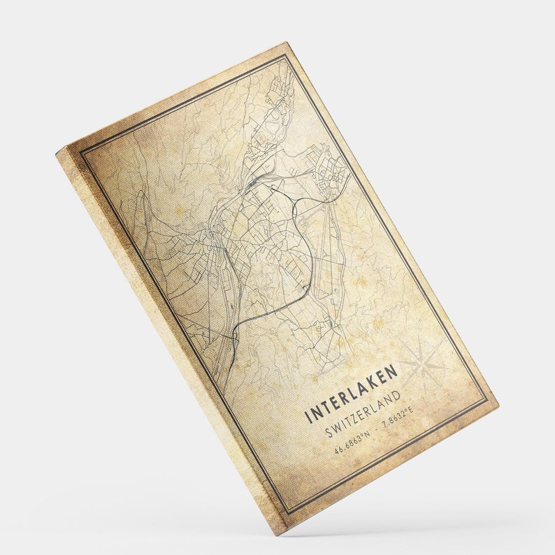Interlaken Map Print Interlaken Map Switzerland Map Art - Etsy