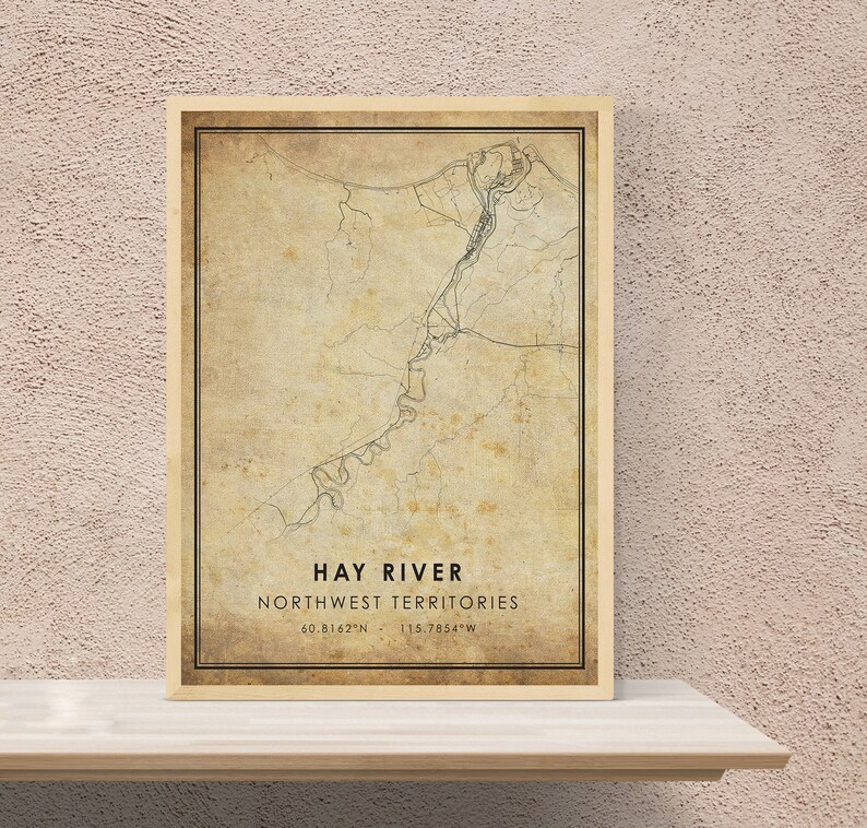 Hay River Vintage Map Print Hay River Northwest Territories | Etsy