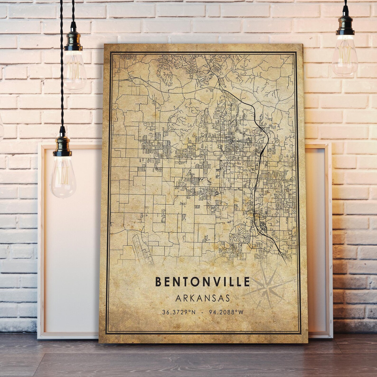 Bentonville Map Print Bentonville Map Arkansas Map Art Bentonville City ...