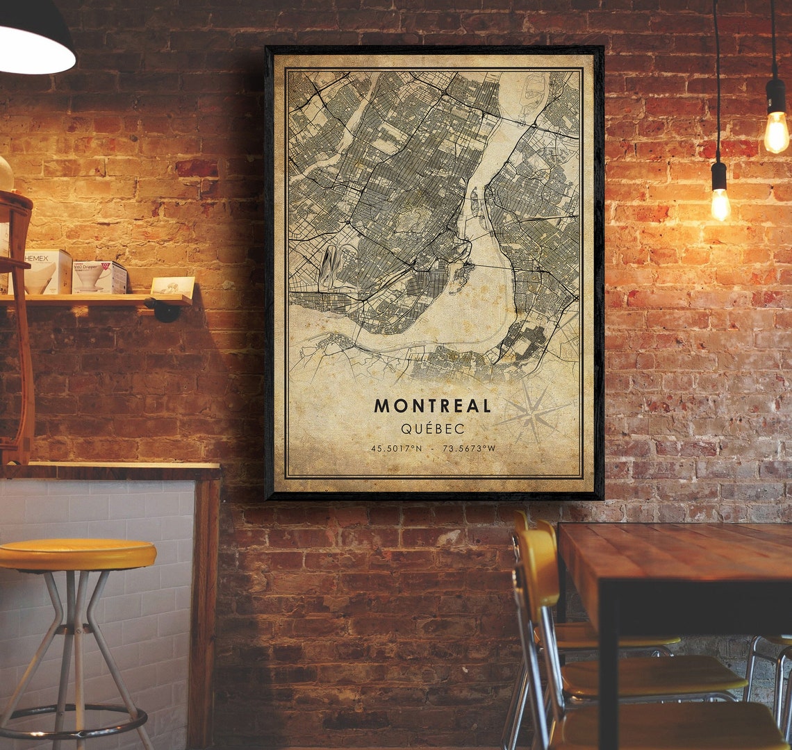 Montreal Vintage Map Print Montreal Map Quebec Map Art | Etsy