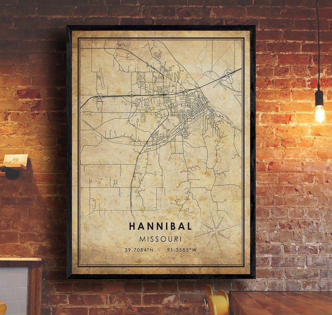 Hannibal Map Print | Hannibal Map | Missouri Map Art | Hannibal City ...
