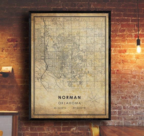 Norman Map Print Norman Map Oklahoma Map Art Norman City | Etsy