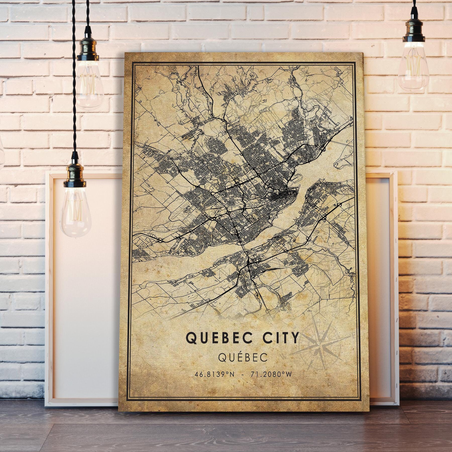 Quebec City Vintage Map Print Quebec City Map Canada Map - Etsy