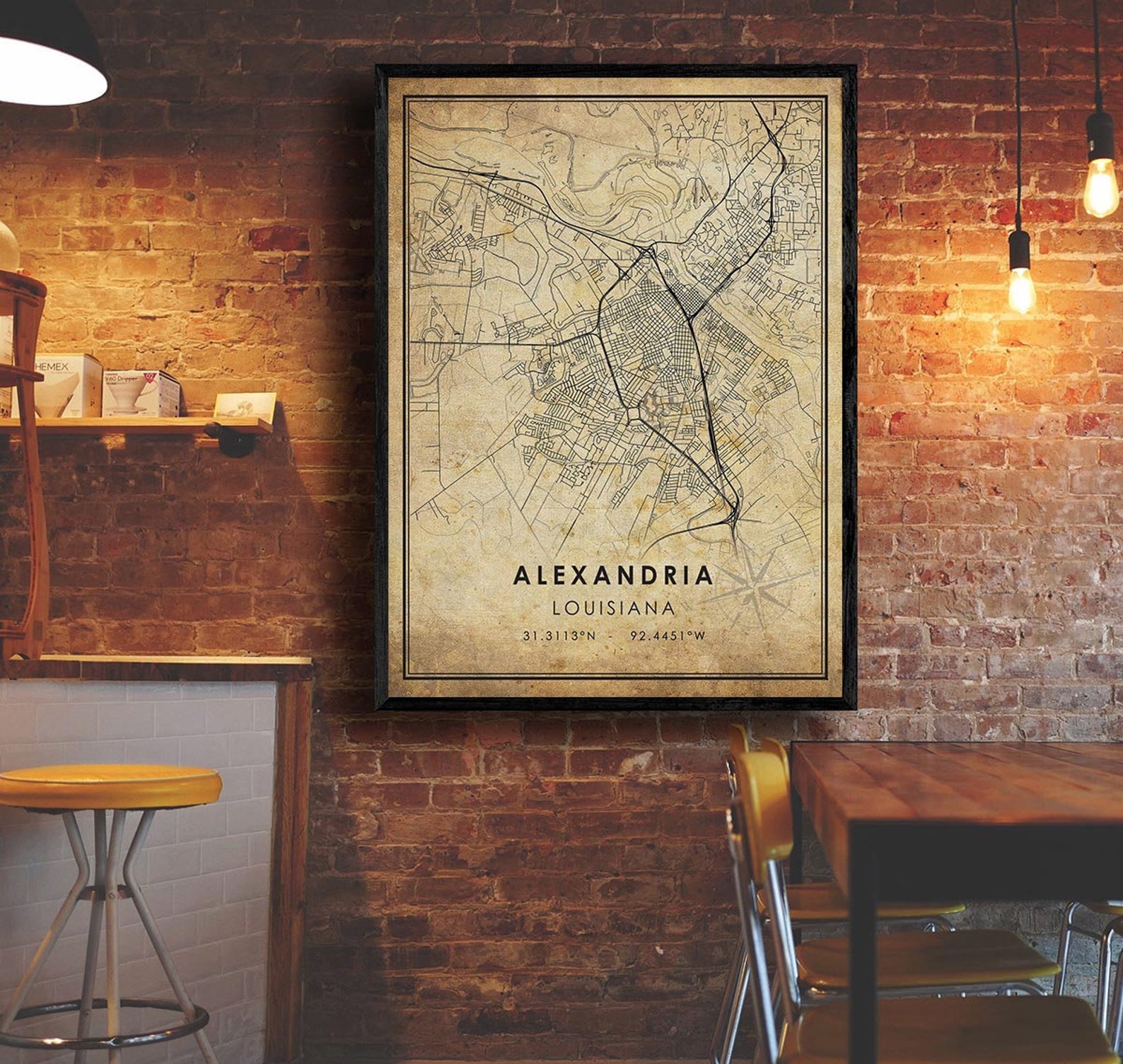 Alexandria Vintage Map Print Alexandria Map Louisiana Map | Etsy
