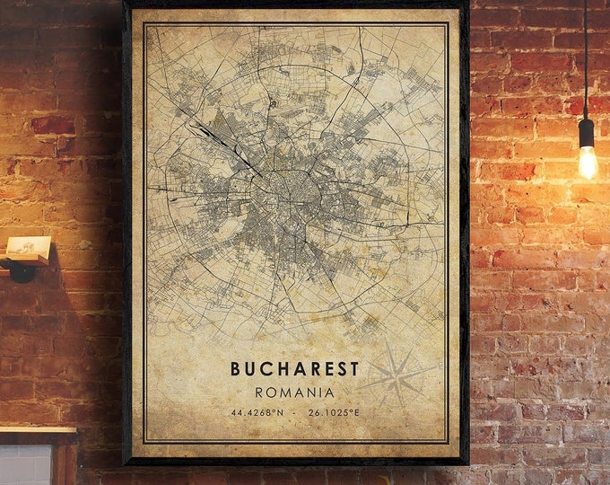 Bucharest Map Print Poster Canvas Romania Map Print Poster Canvas ...