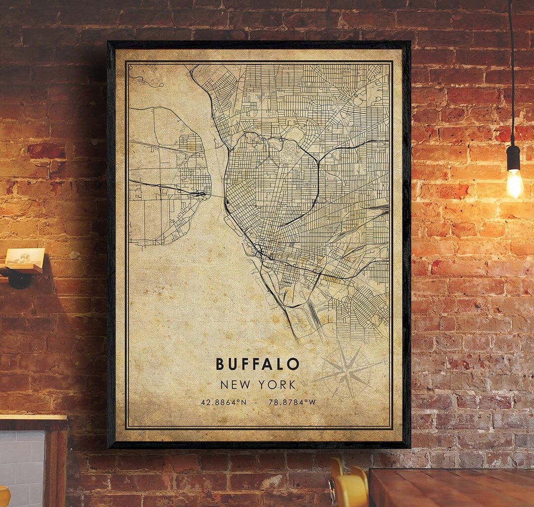 Buffalo Vintage Map Print | Buffalo Map | New York Map Art | Buffalo ...