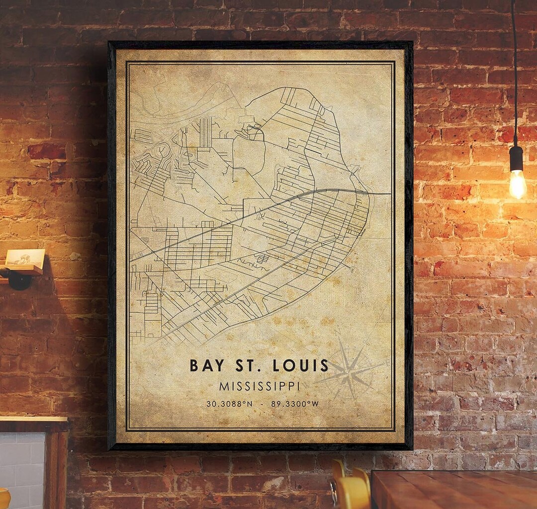 Bay St. Louis Vintage Map Print | Bay St. Louis Map | Bay St. Louis ...