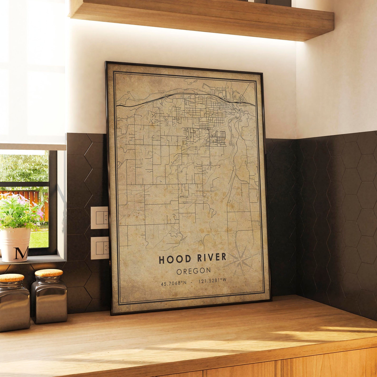 Hood River Map Print Hood River Map Oregon Map Art Hood - Etsy