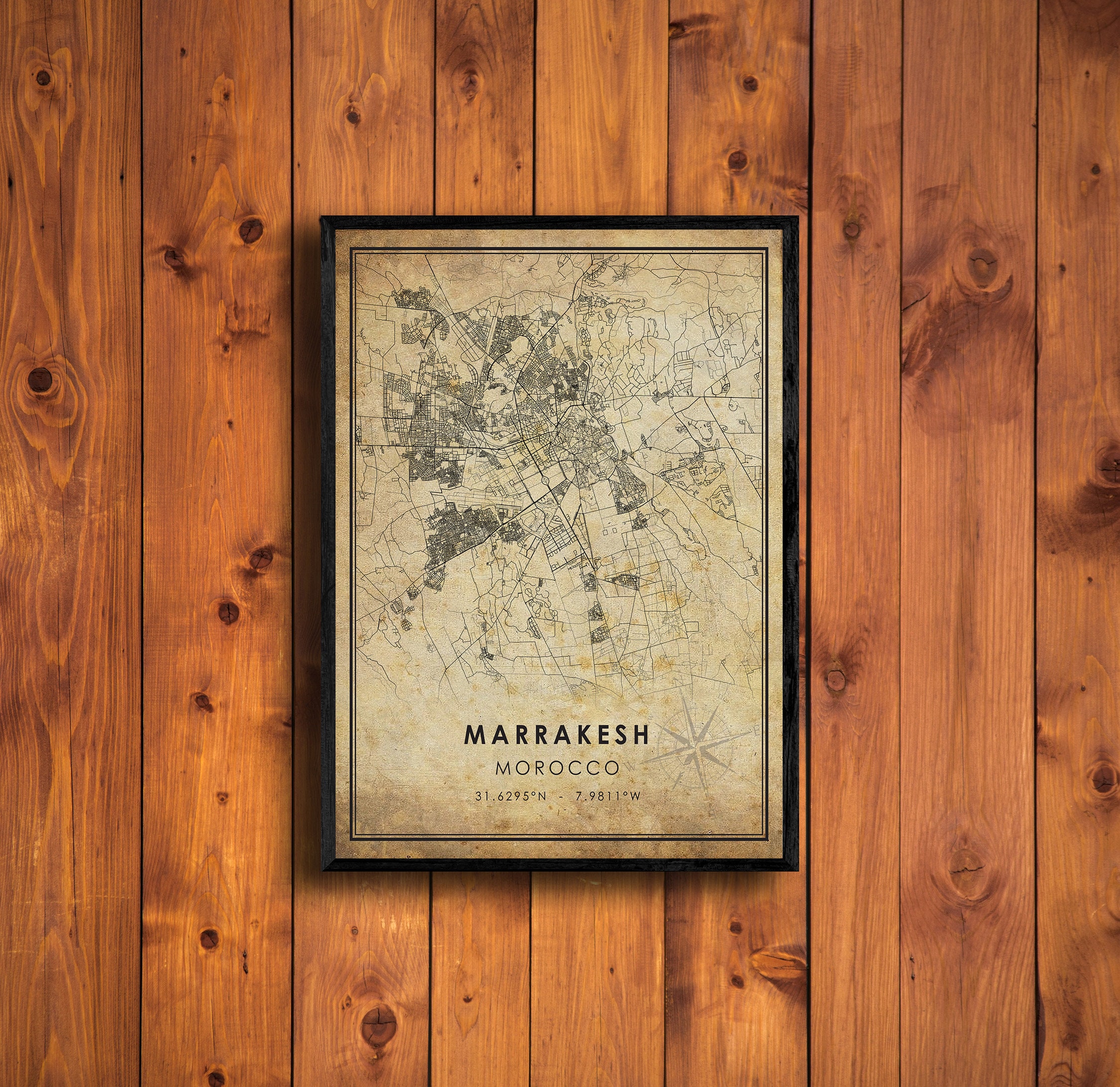 Marrakesh Vintage Map Print Marrakesh Map Morocco Map Art - Etsy