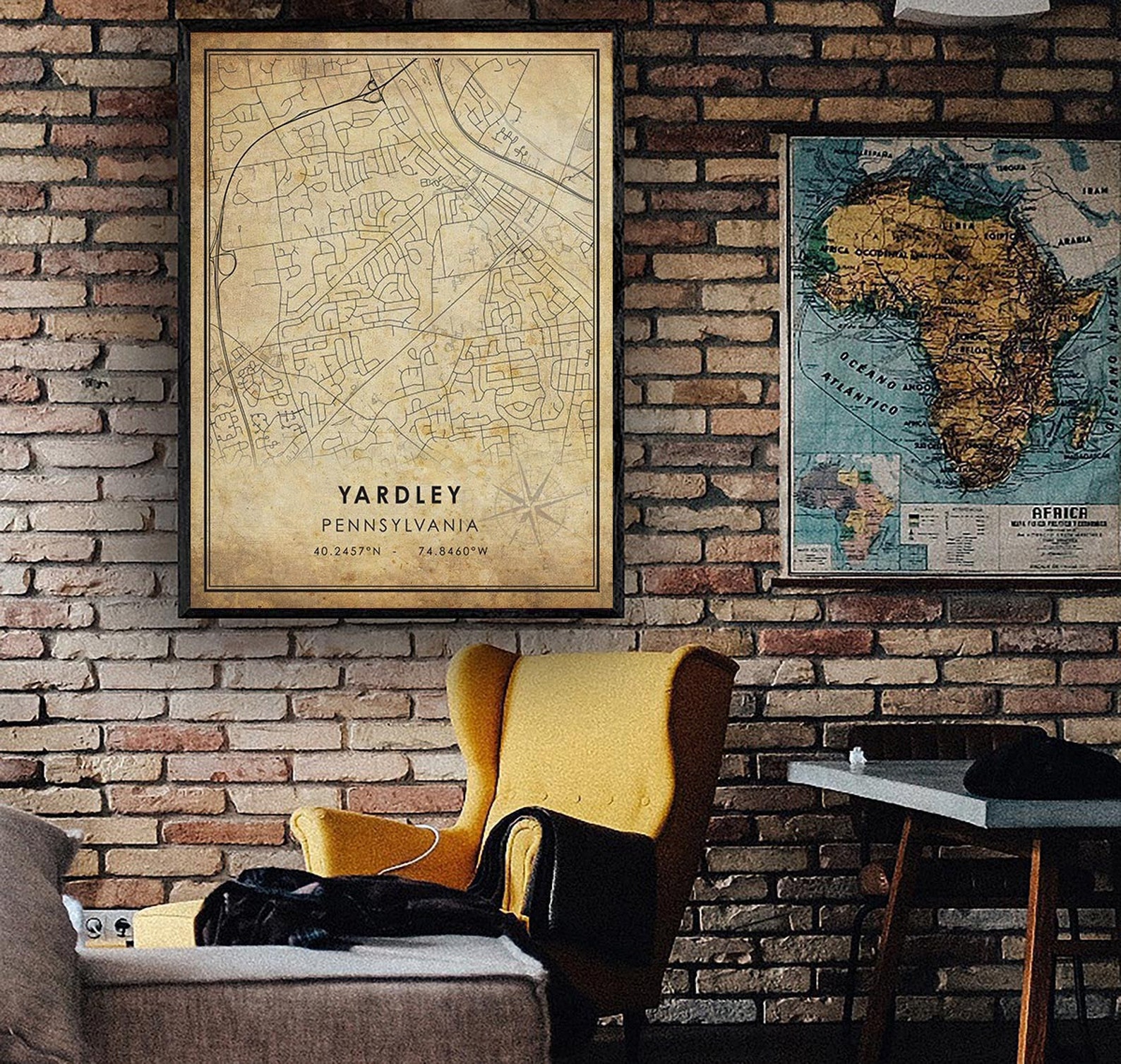 Yardley Vintage Map Print | Yardley Pennsylvania Map | Yardley City ...