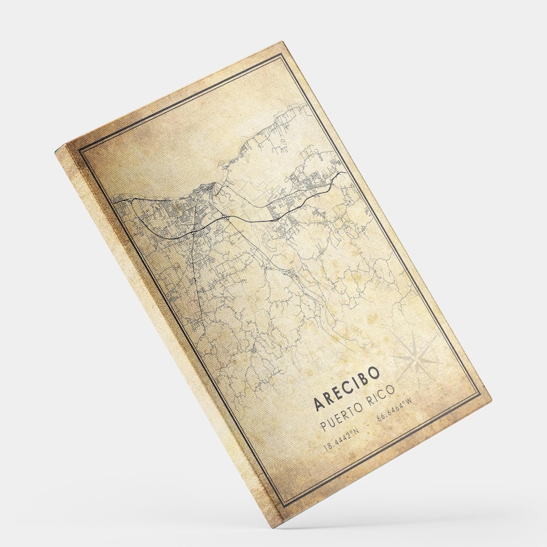 Arecibo Vintage Map Print | Arecibo Map | Puerto Rico Map Art | Arecibo ...