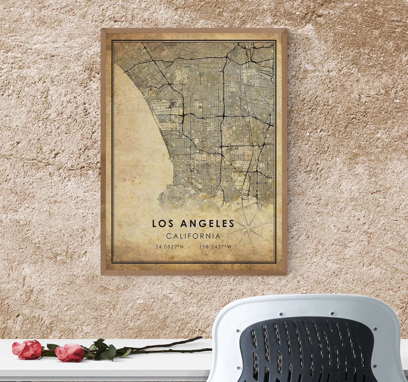 Los Angeles Vintage Map Print Los Angeles Map California | Etsy