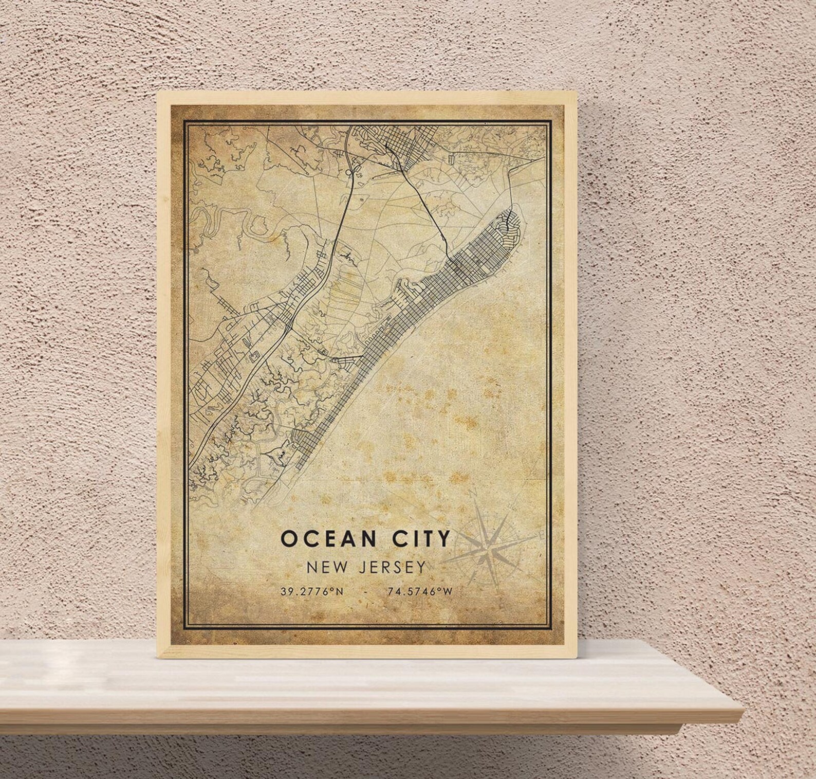 Ocean City Map Print Ocean City Map New Jersey Map Art | Etsy
