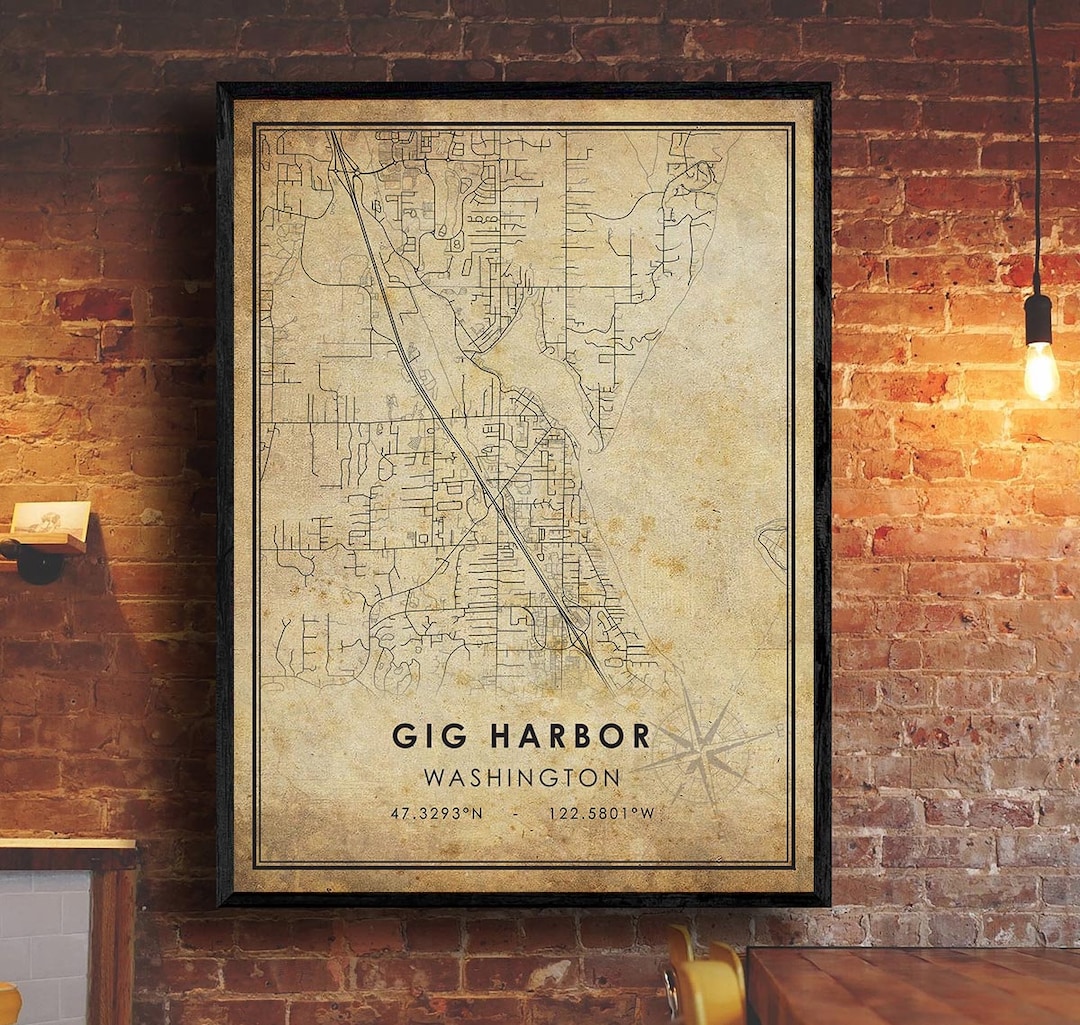 Gig Harbor Map Print | Gig Harbor Map | Washington Map Art | Gig Harbor ...