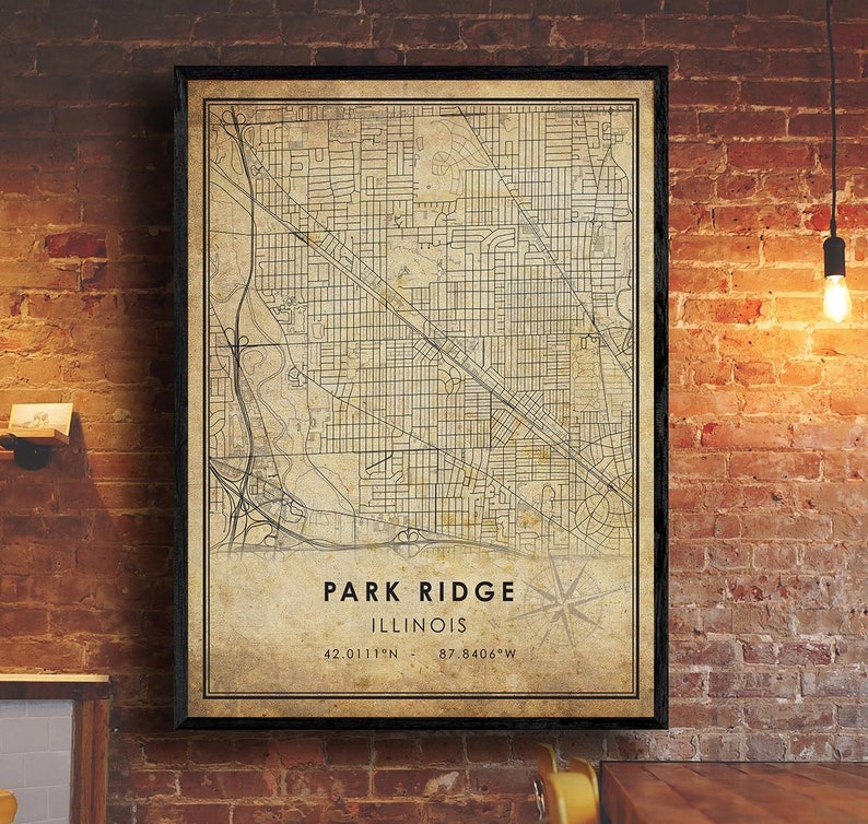 Park Ridge Vintage Map Print Park Ridge Illinois Map Art - Etsy