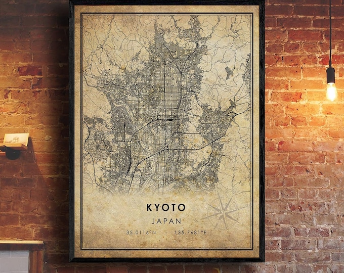 Kyoto Map - Old Map Reproduction, Historical Map From the Imperial Era ...