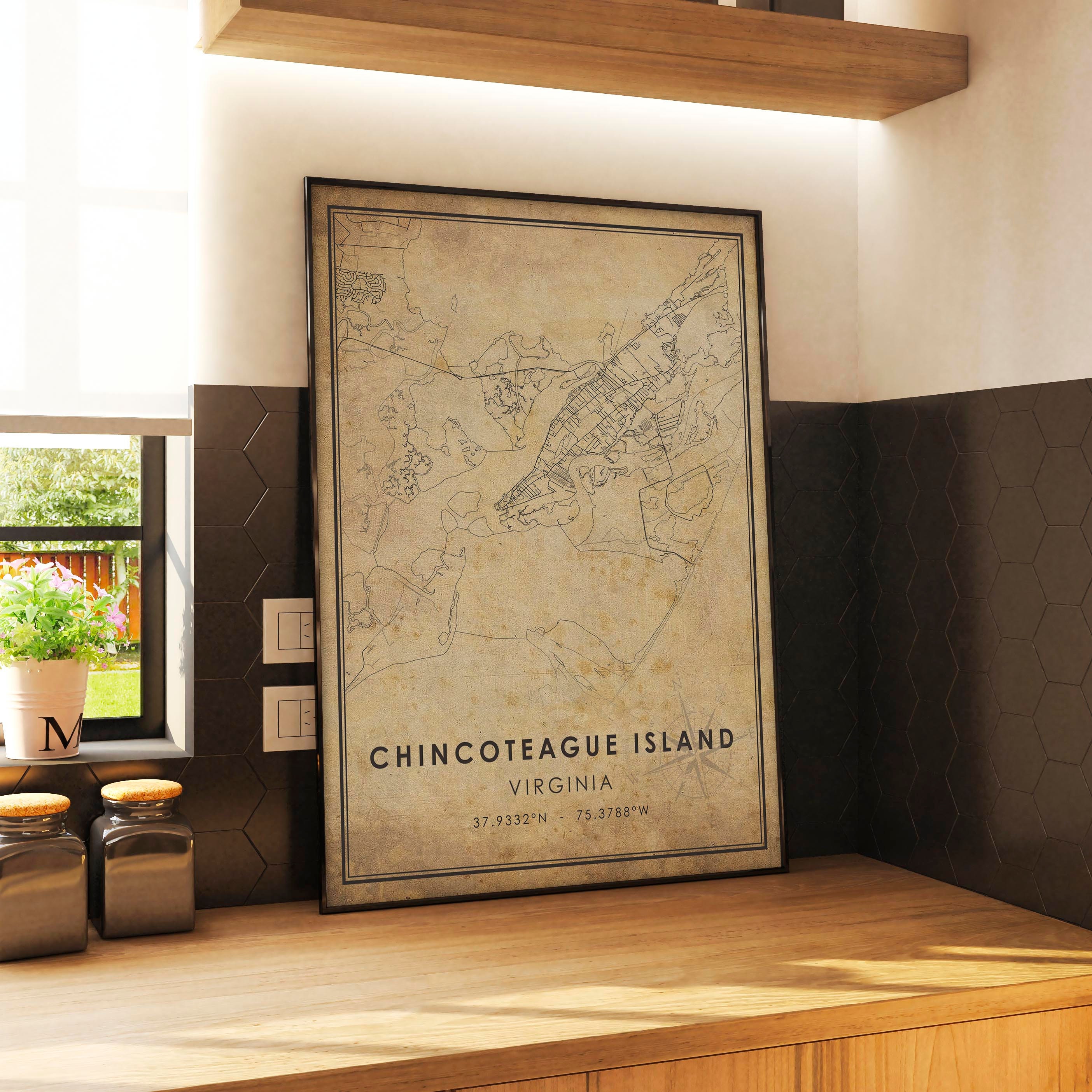 Chincoteague Island Map Print | Chincoteague Island Map | Virginia Map ...