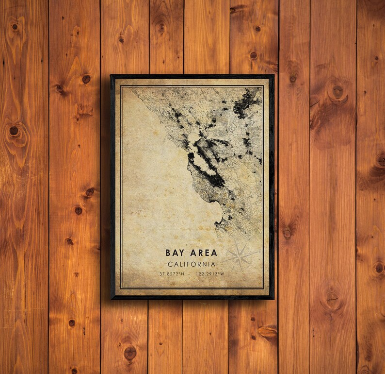 Bay Area Vintage Map Print Bay Area Map Bay Area | Etsy