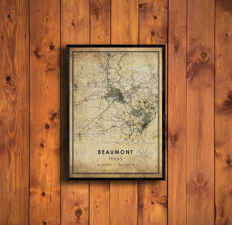 Beaumont Vintage Map Print Beaumont Map Texas Map Art | Etsy