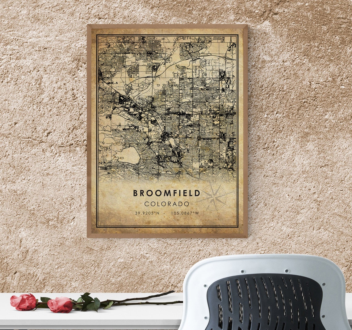 Broomfield Vintage Map Print Broomfield Map Colorado Map Art | Etsy