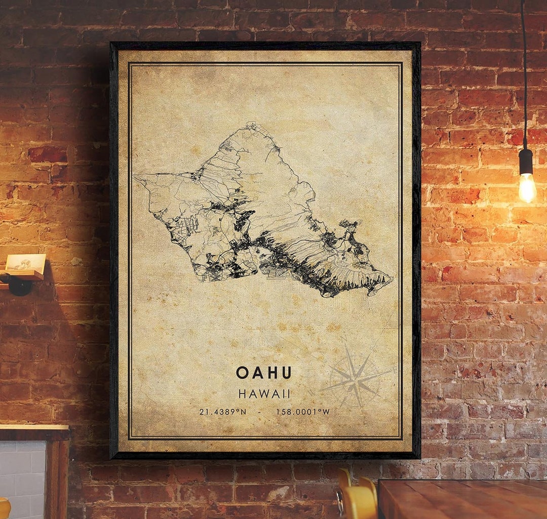 Oahu Map Print | Oahu Map | Hawaii Map Art | Oahu City Road Map Poster ...