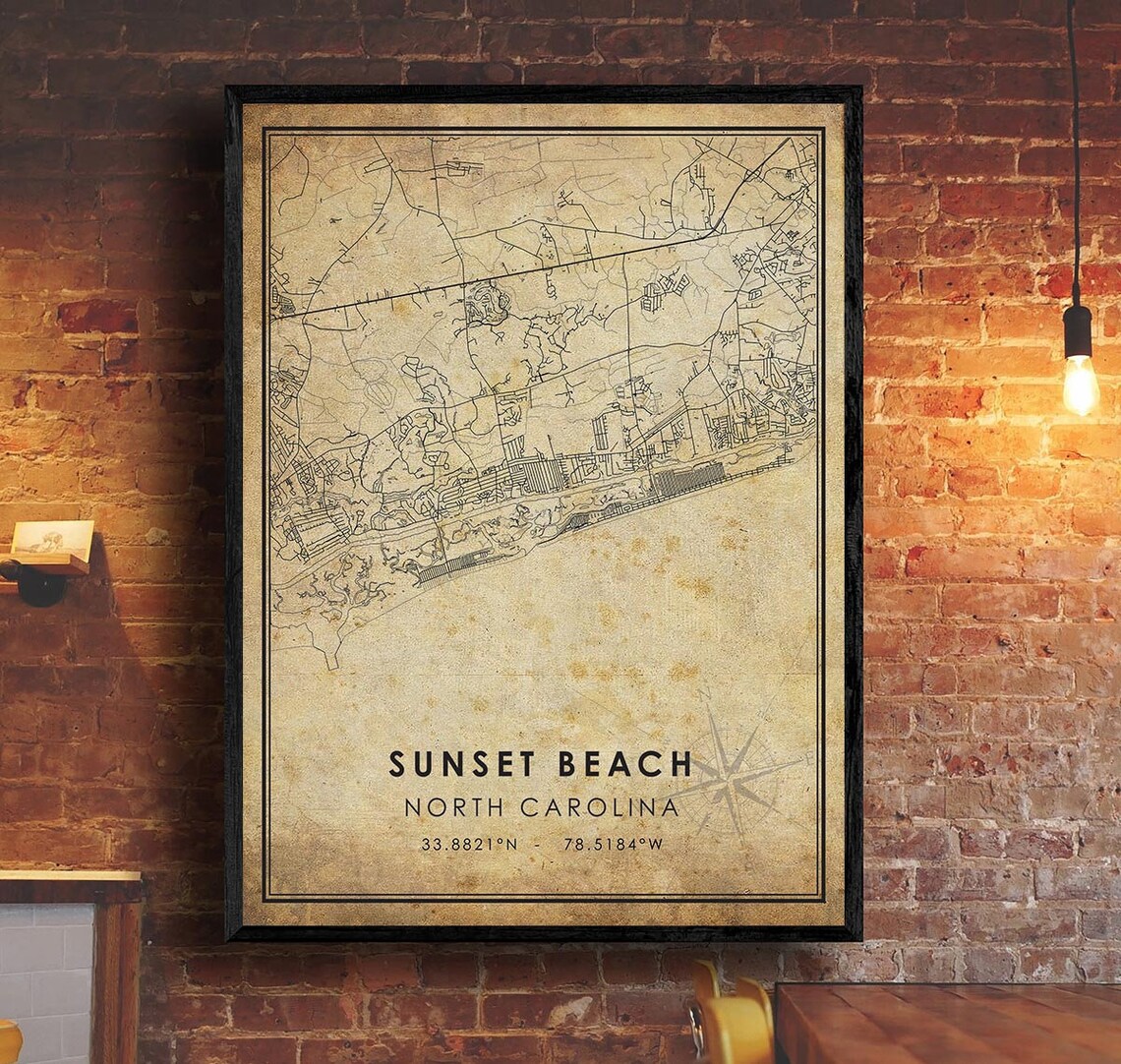 Sunset Beach Map Print Sunset Beach Map North Carolina Map - Etsy