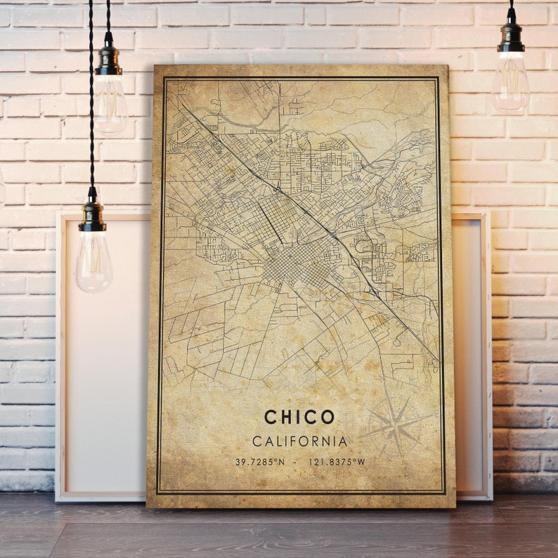 Chico Vintage Map Print Chico Map California Map Art - Etsy