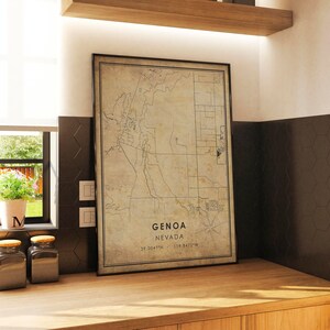 Genoa Vintage Map Print | Genoa Map | Nevada Map Art | Genoa City Road ...