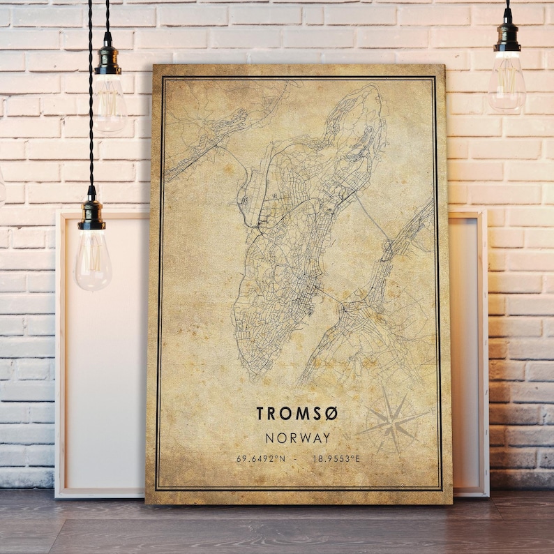 Tromso Map Print Tromso Map Norway Map Art Tromso City - Etsy